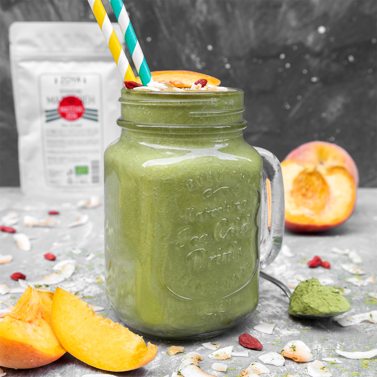 Шейк с праскови и матча / Peaches & Matcha Shake | Кукуряк